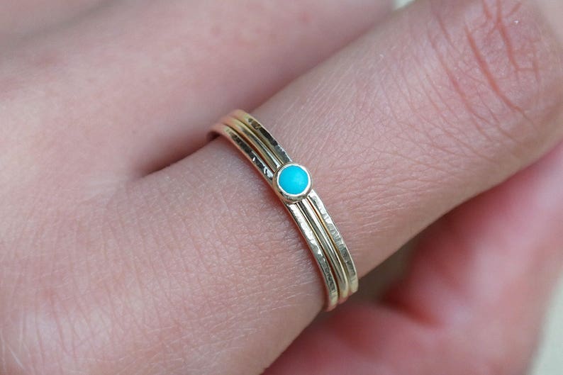 Gold Turquoise Ring Solid Gold Ring Turquoise Stacking Ring - Etsy