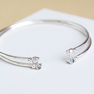 Silver Bangle Pearl Bangle Birthstone Bangle Pearl - Etsy