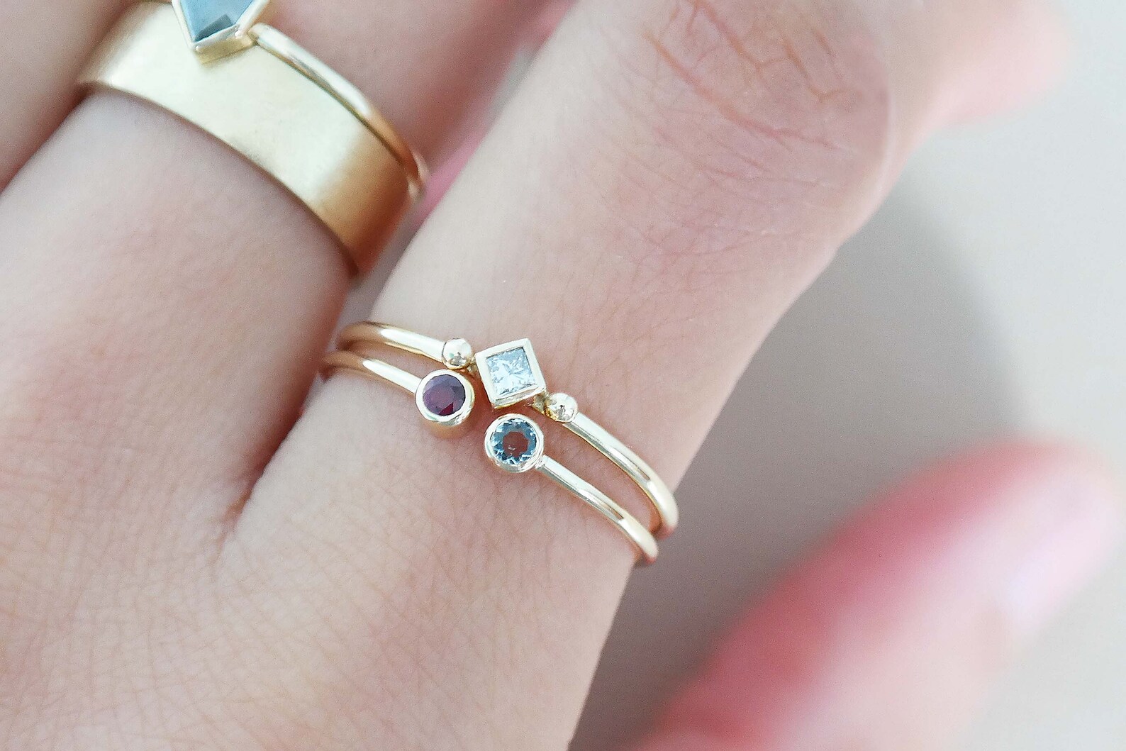 Gold Ruby and Aquamarine Ring Ruby Solitaire Ring 9ct Solid | Etsy