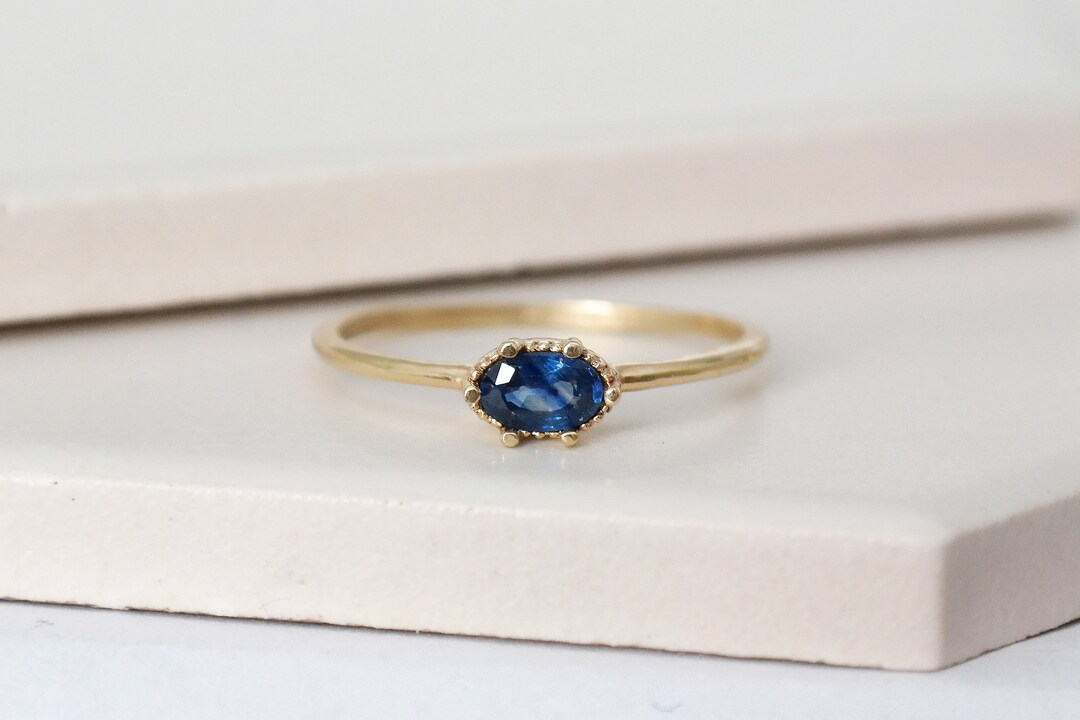 Solid Gold Blue Sapphire Ring, Natural Sapphire Engagement Ring, 9ct ...
