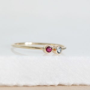 Gold Ruby and Aquamarine Ring Ruby Solitaire Ring 9ct Solid | Etsy