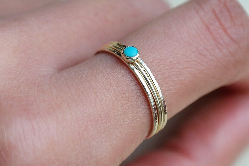 Gold Turquoise Ring Solid Gold Ring Turquoise Stacking Ring - Etsy