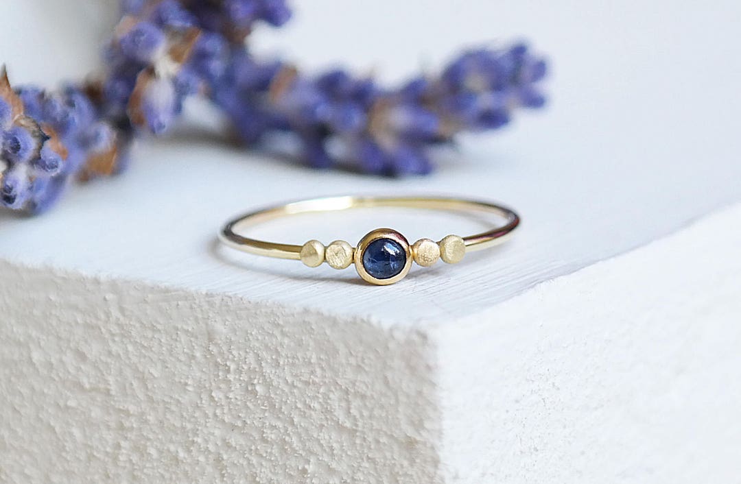 Solid Gold Sapphire Ring, Sapphire Stacking Ring, 9ct Gold Birthstone ...