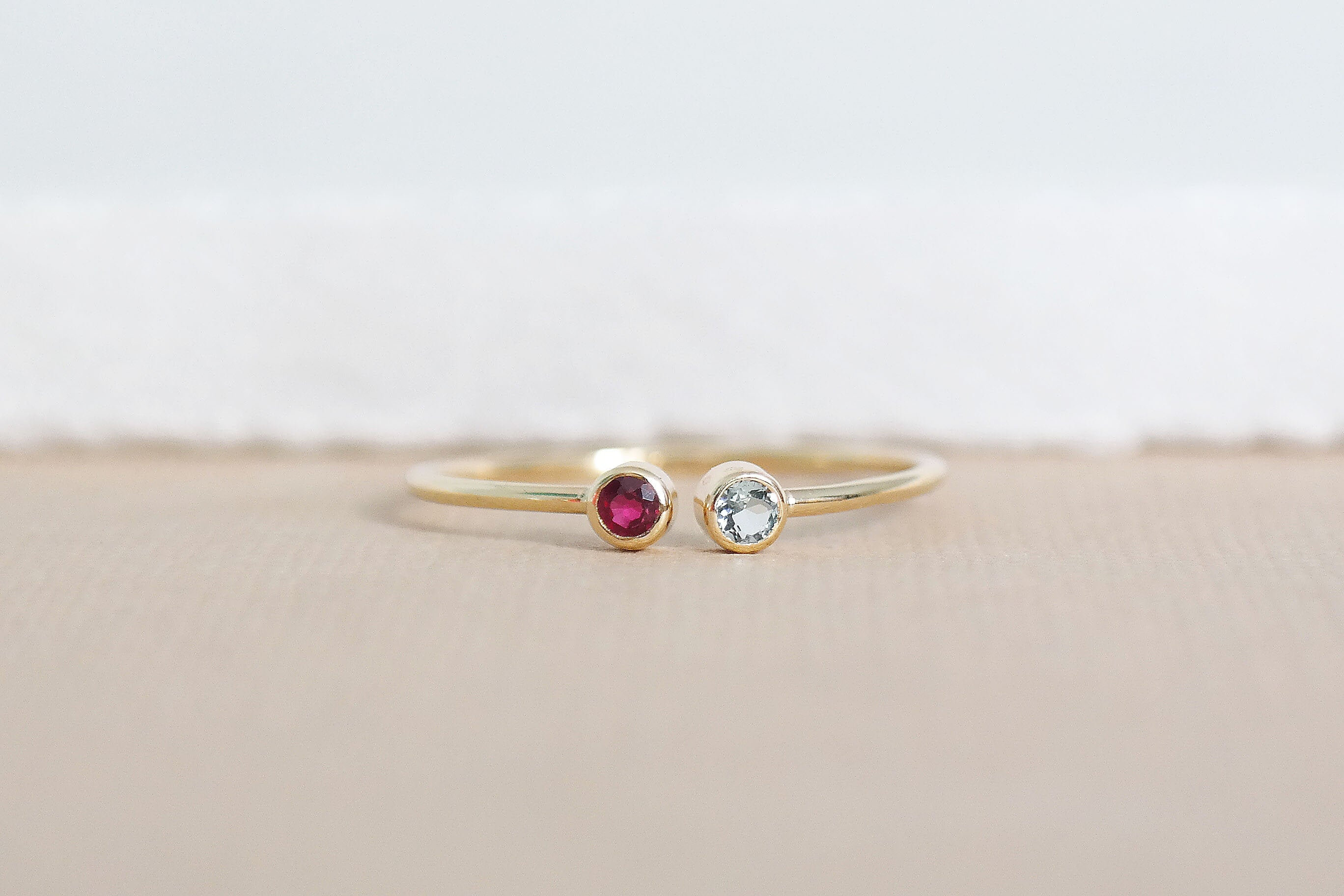 Gold Ruby and Aquamarine Ring Ruby Solitaire Ring 9ct Solid | Etsy