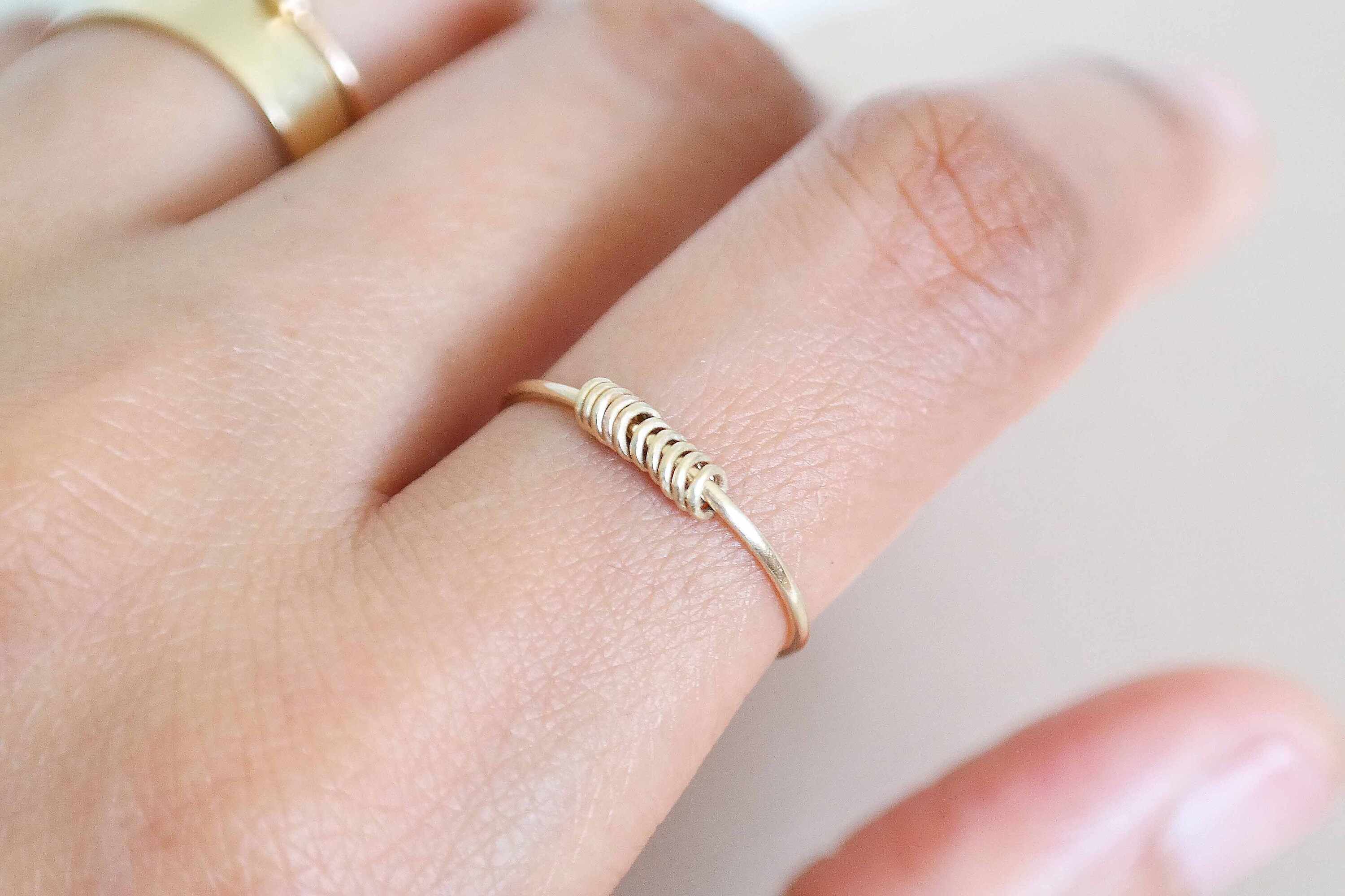 Solid Gold Spinning Ring Gold Fidget Ring Dainty Gold | Etsy