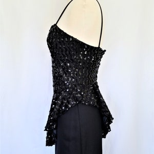 Sequin Peplum Cocktail Dress LBD Sweetheart, Spaghetti Strap, Midi ...