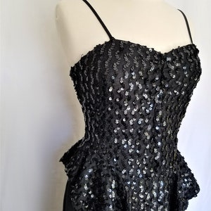 Sequin Peplum Cocktail Dress LBD Sweetheart, Spaghetti Strap, Midi ...