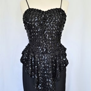 Sequin Peplum Cocktail Dress LBD Sweetheart, Spaghetti Strap, Midi ...