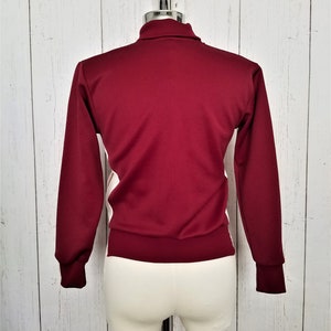Retro Maroon Track Jacket - 70's / 80's Red & Ivory Zip-up Sweatshirt ...