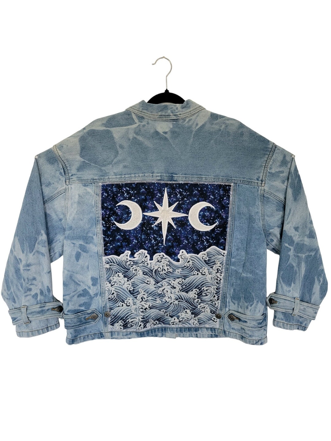 Moon & Ocean Denim Jacket (XL) | Vintage Bleached Tiedye Tie-dye ...