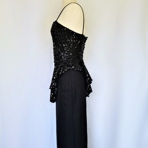 Sequin Peplum Cocktail Dress LBD Sweetheart, Spaghetti Strap, Midi ...