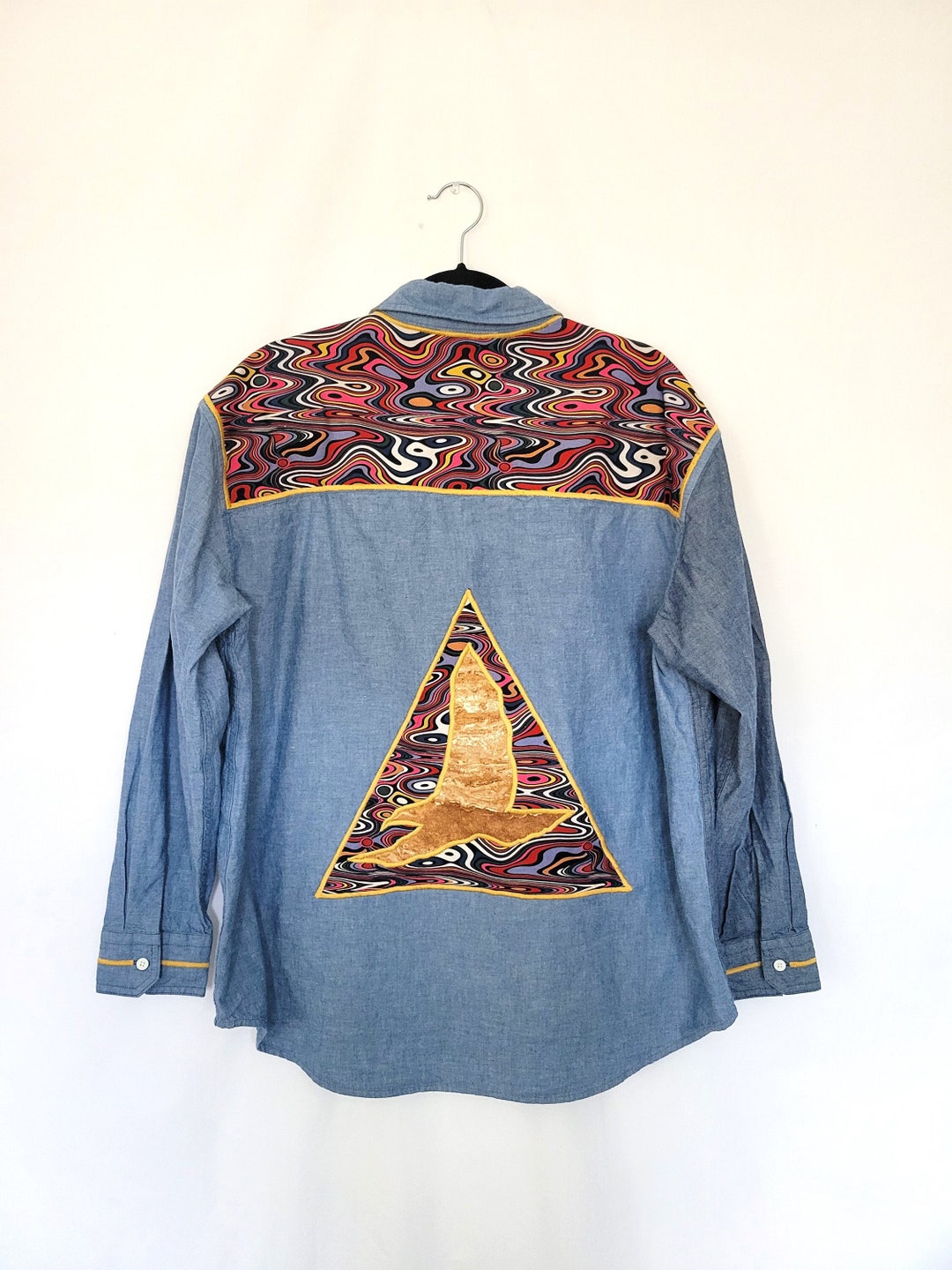 Trippy Chambray Denim Shirt M Button Down Lightweight Cowboy ...