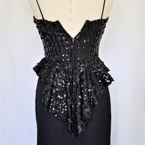 Sequin Peplum Cocktail Dress LBD Sweetheart, Spaghetti Strap, Midi ...