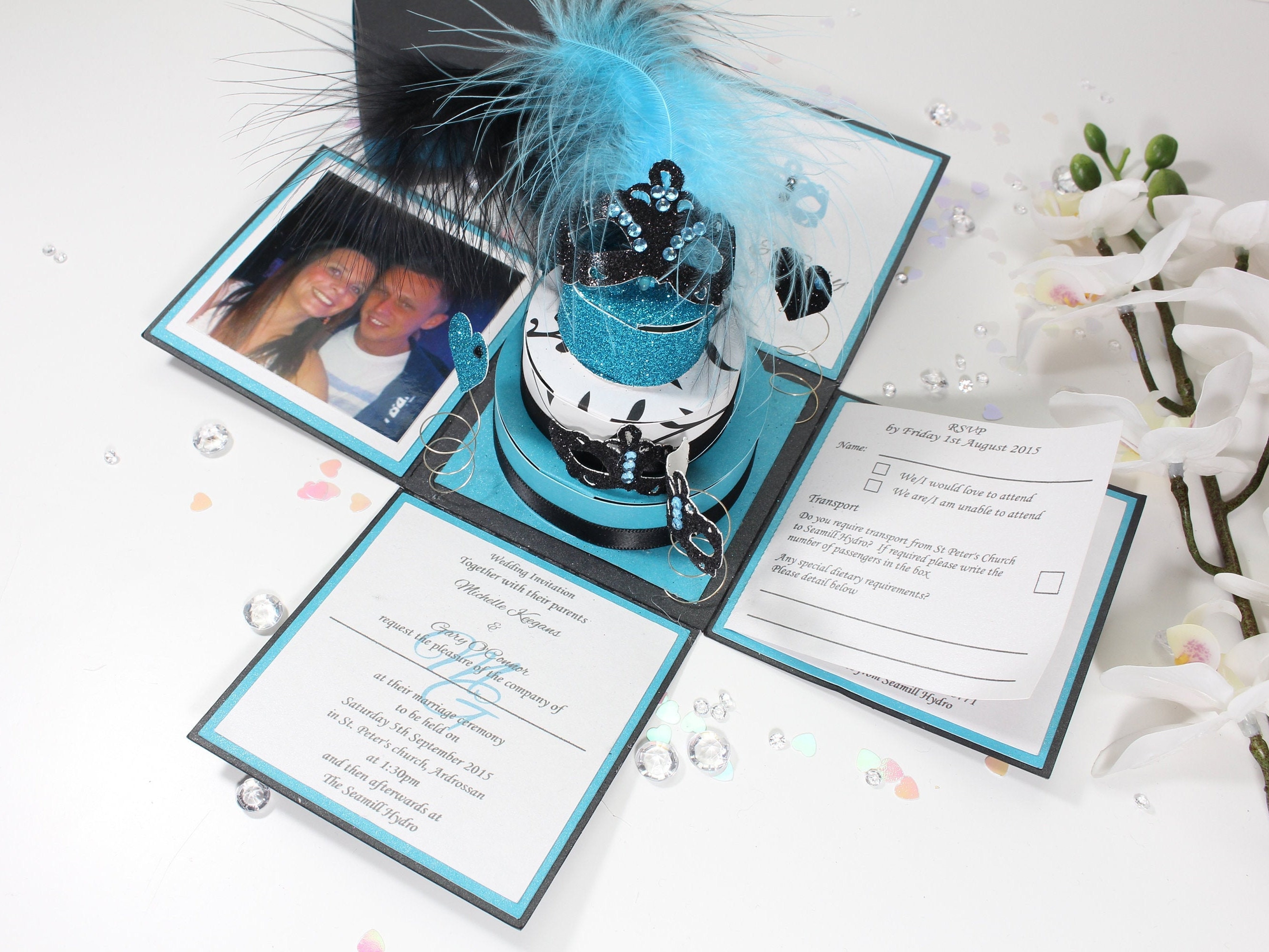 Masquerade Round Cake Exploding Box Wedding Invitation | Etsy
