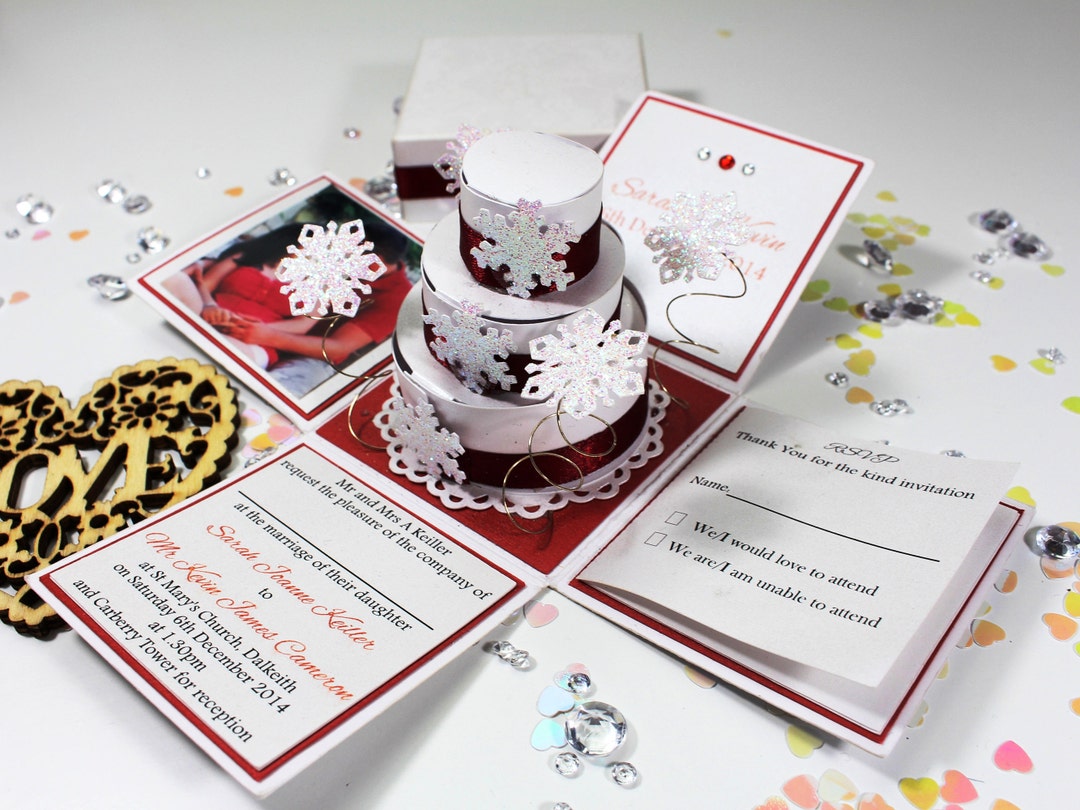 Round Cake Exploding Box Wedding Invitation - Etsy