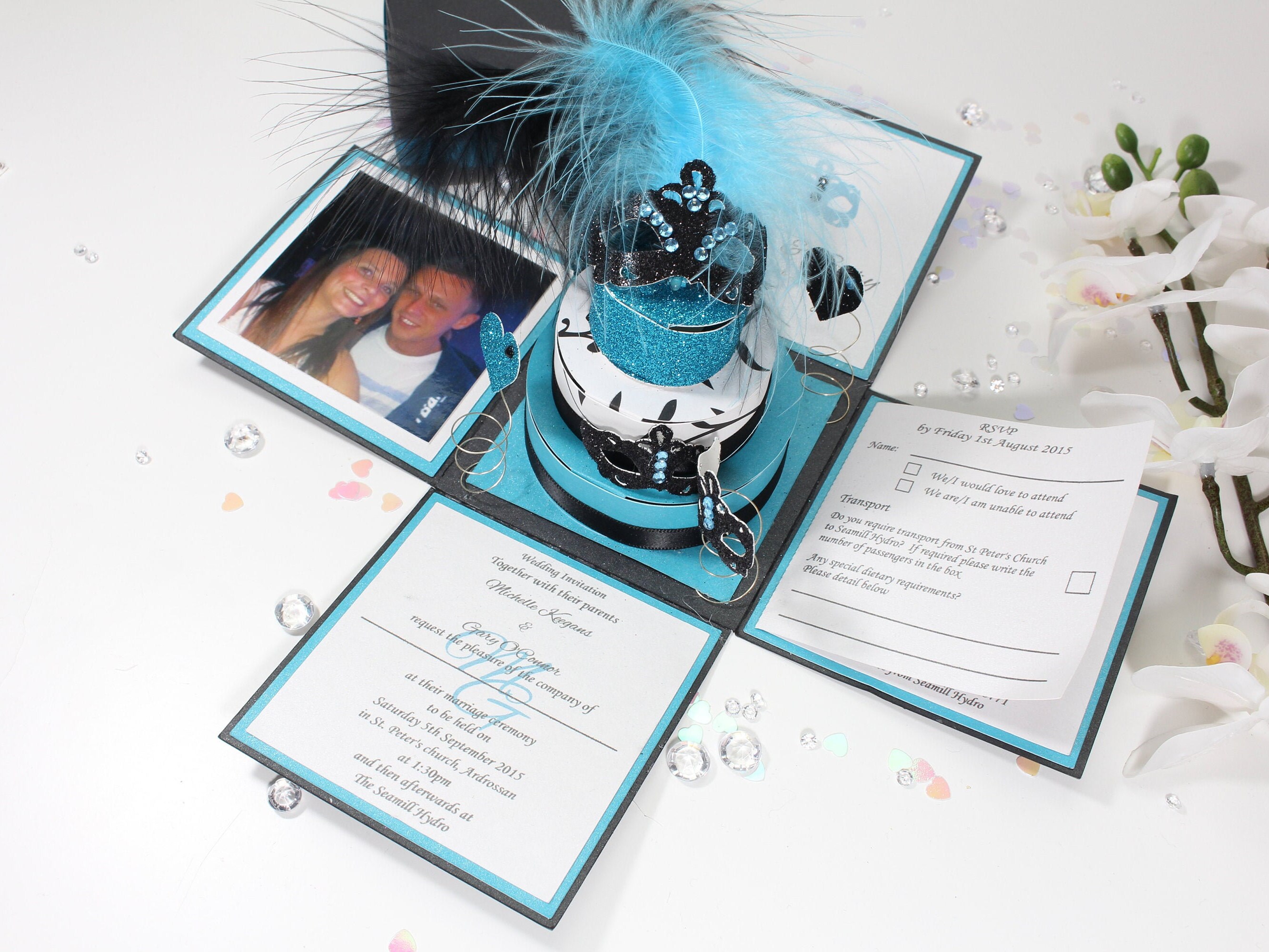 Masquerade Round Cake Exploding Box Wedding Invitation | Etsy