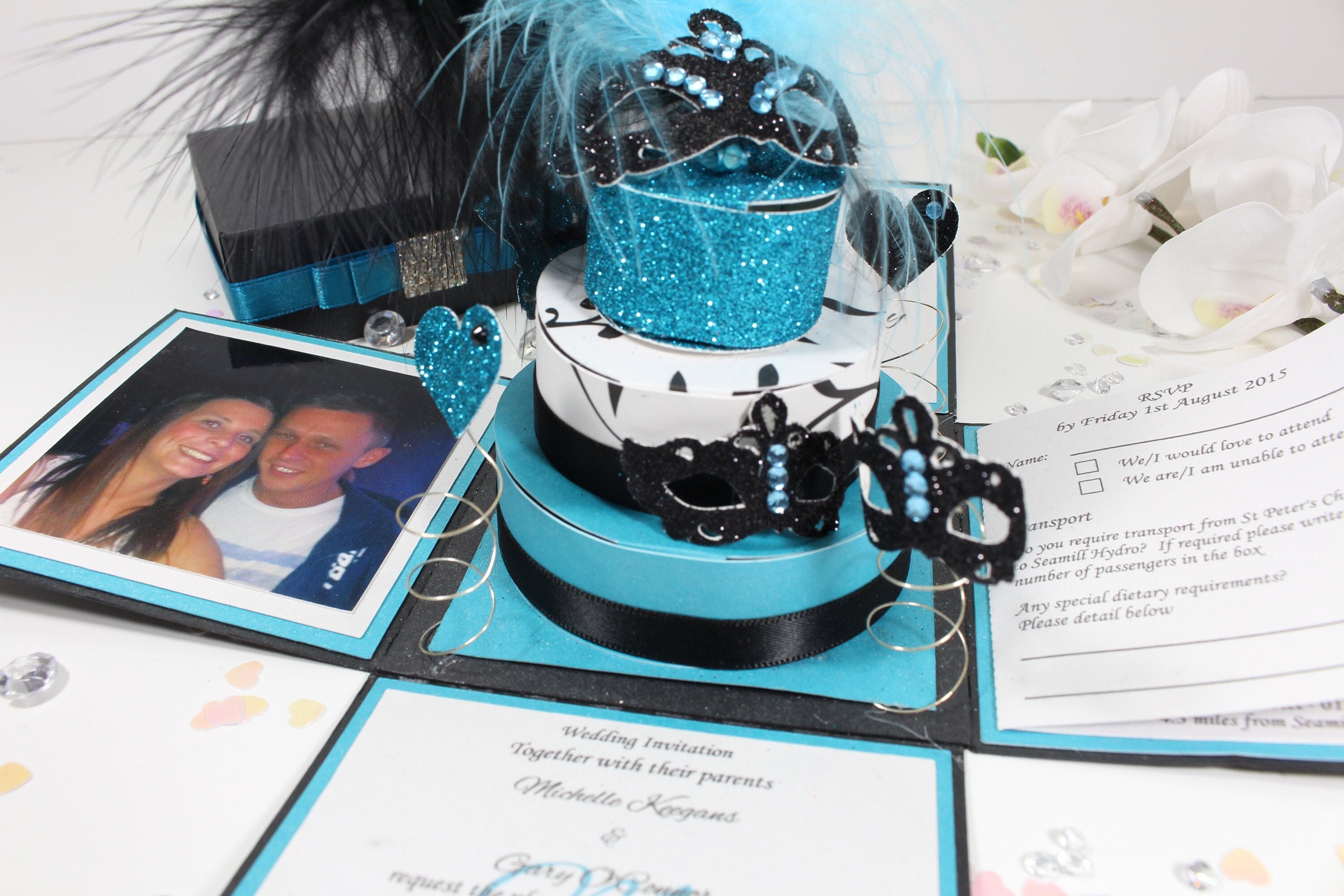 Masquerade Round Cake Exploding Box Wedding Invitation | Etsy