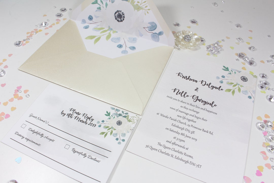 A6 Floral Printed Wedding Invitation - Etsy