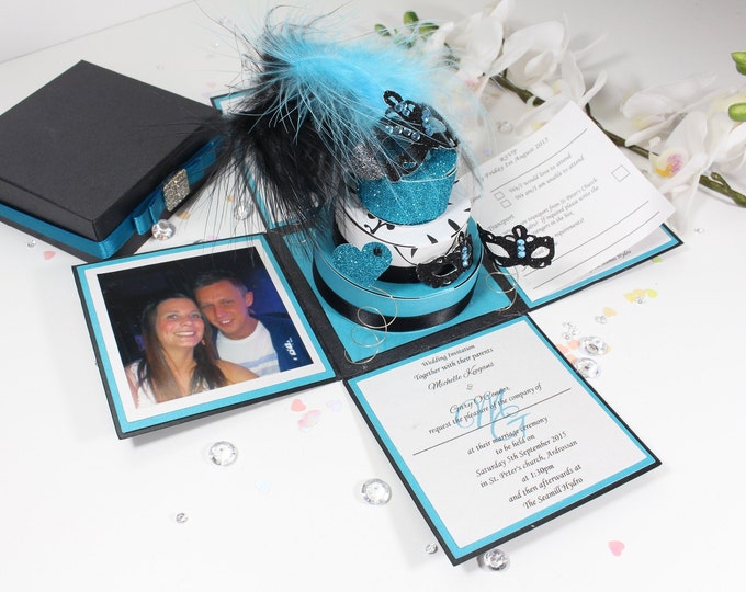 Masquerade Round Cake Exploding Box Wedding Invitation - Etsy