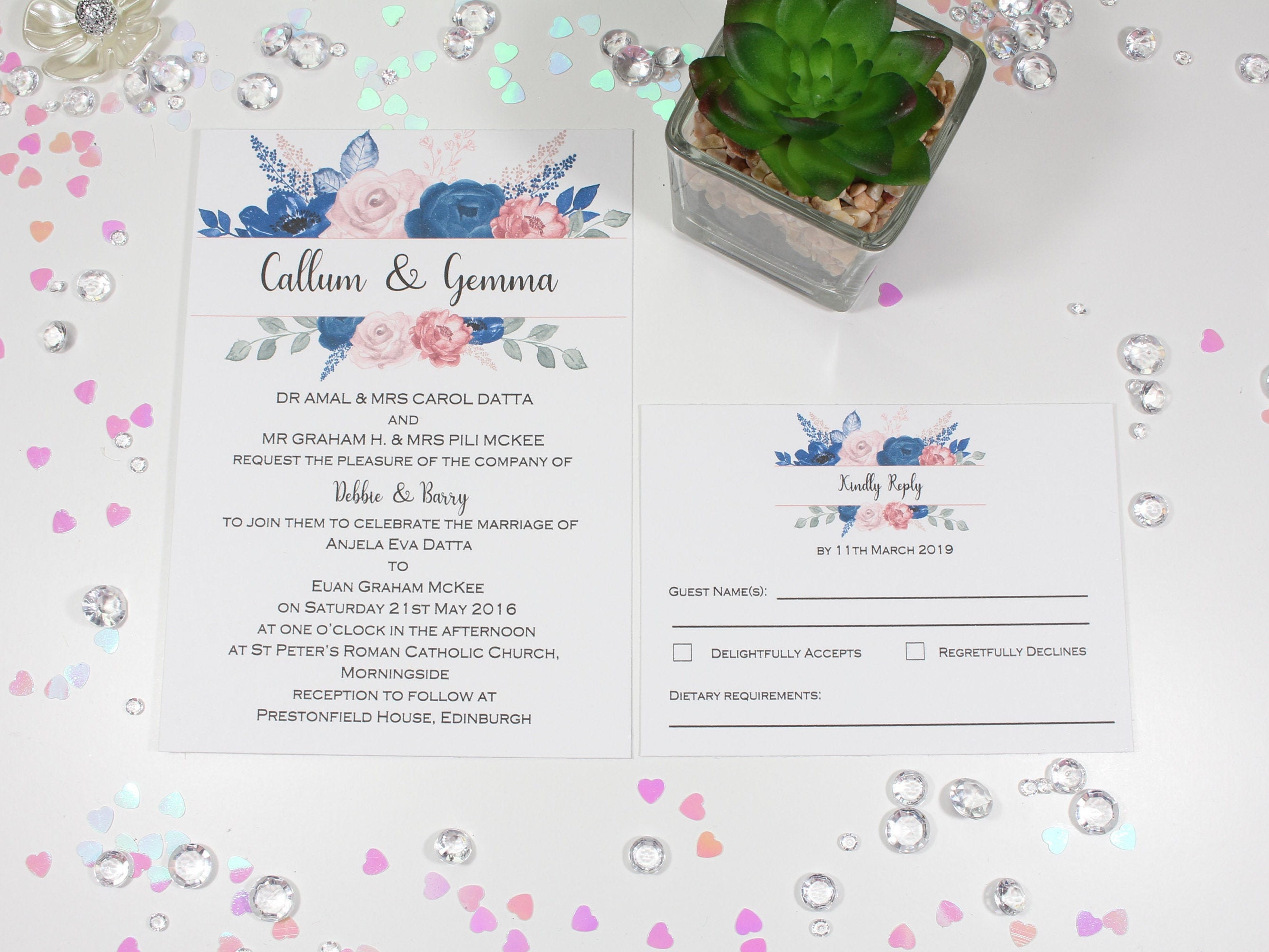 A6 Floral Printed wedding invitation | Etsy
