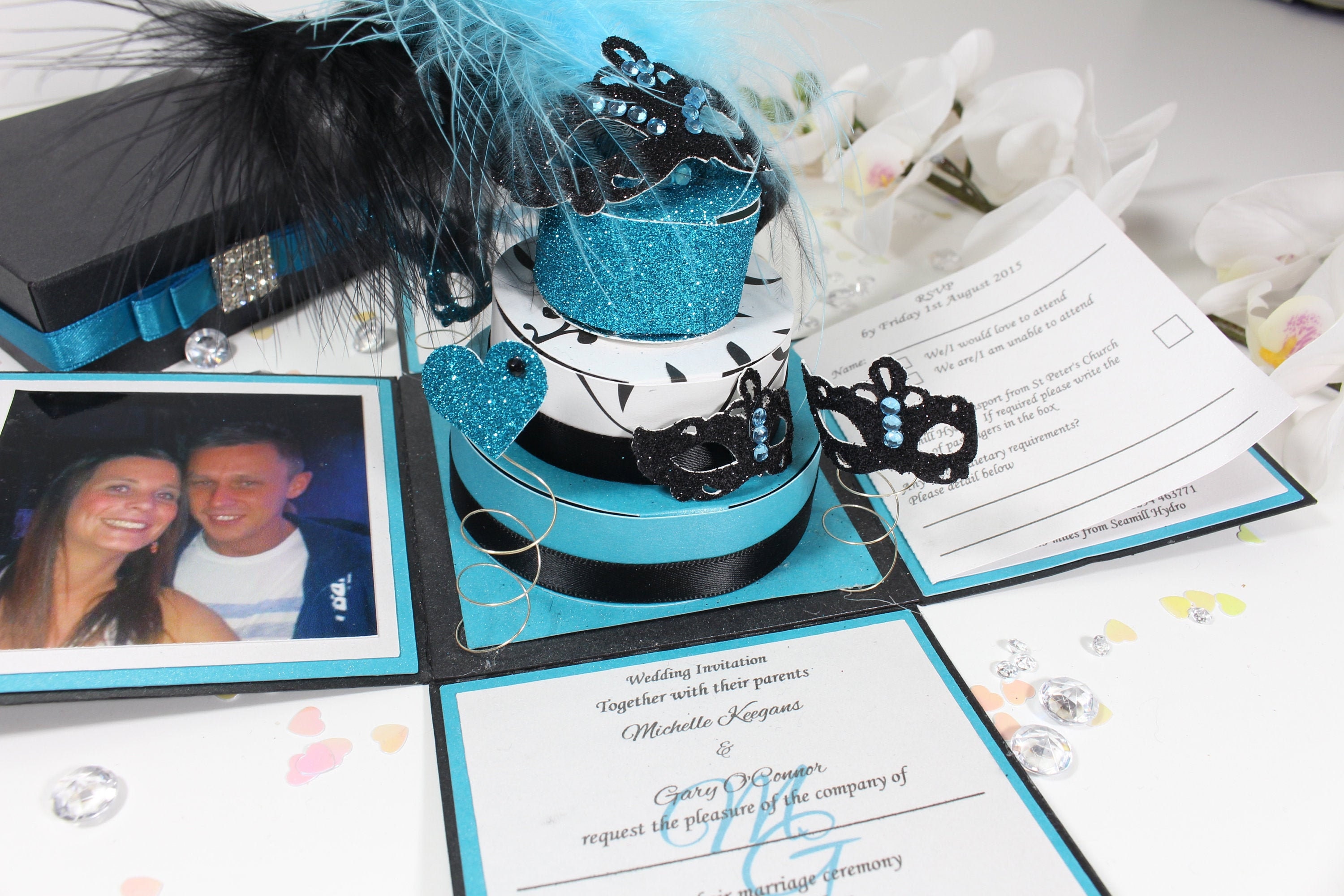 Masquerade Round Cake Exploding Box Wedding Invitation | Etsy