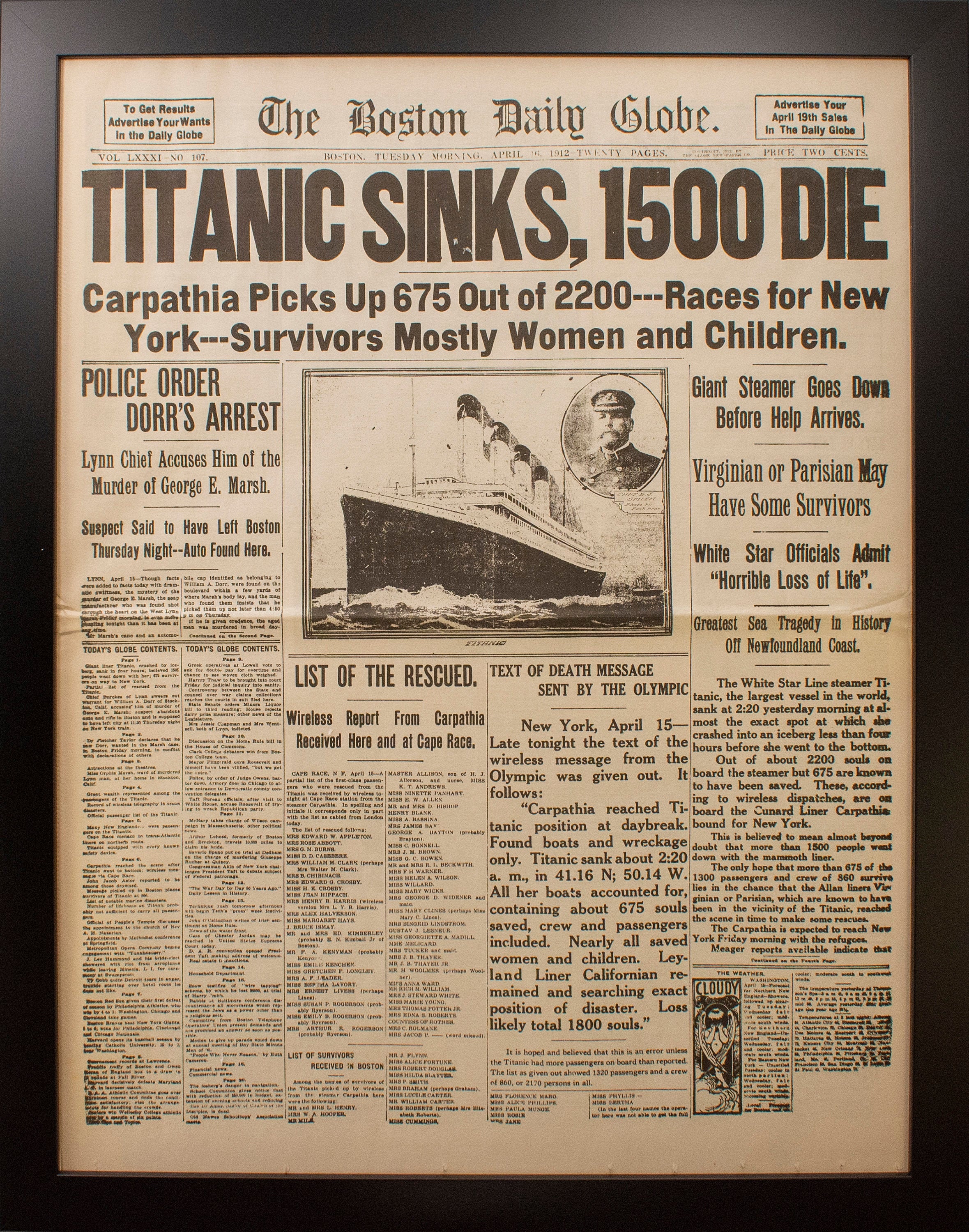 Titanic Disaster Newspaper Archive
