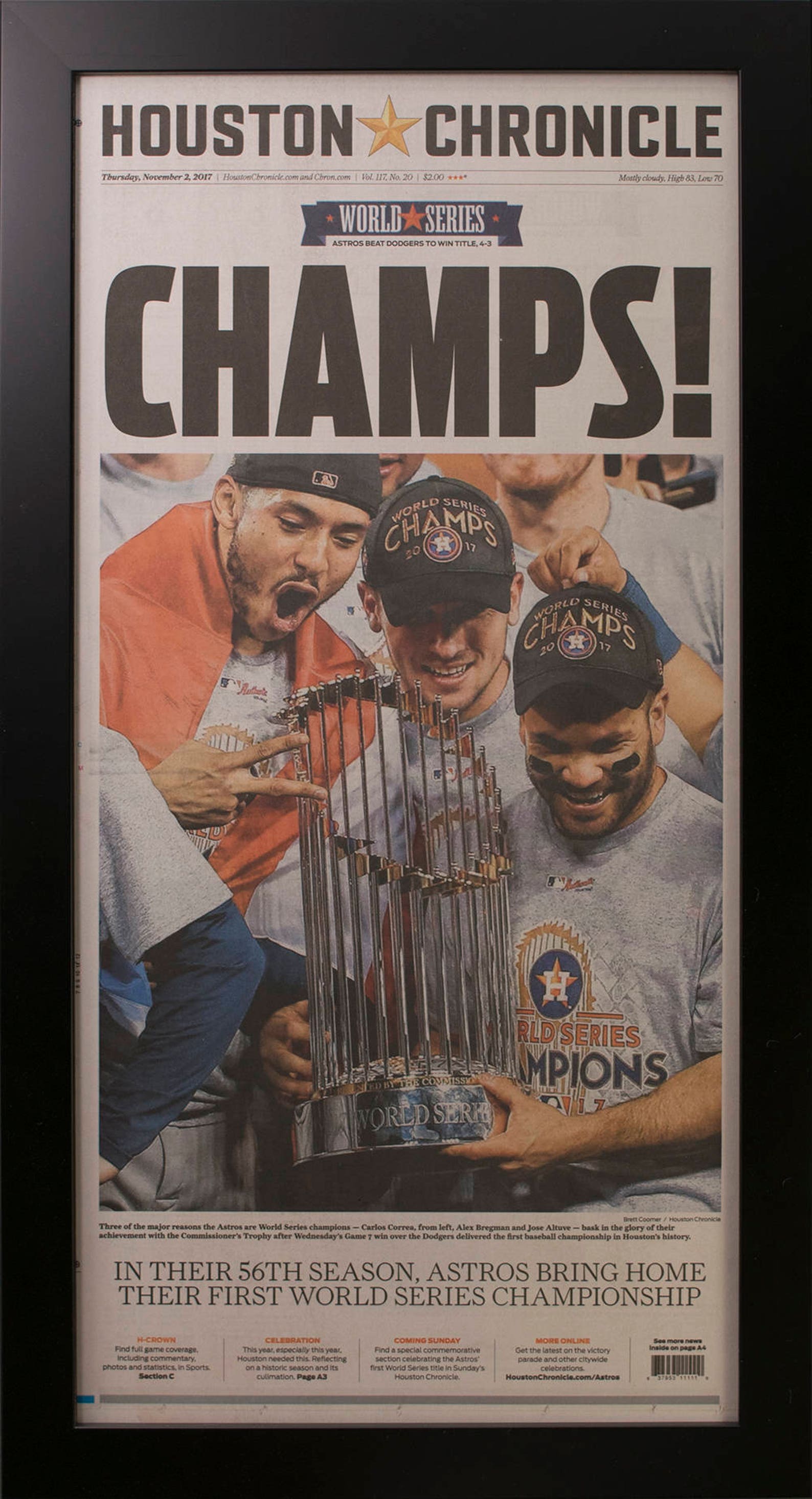 Two Framed Houston Astros World Series 2017 Newspaper Frames - Etsy
