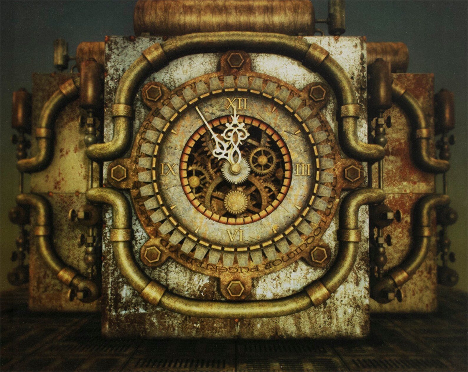 Framed Steampunk Eleven Fifty Five Clock. Gear Head Gold/black | Etsy