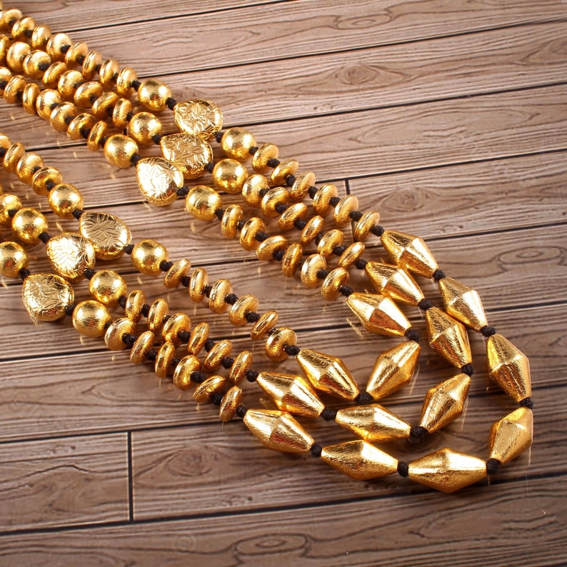 Gold Plated Dholki Beaded Mala, Handmade Dholki Layer Necklace ...