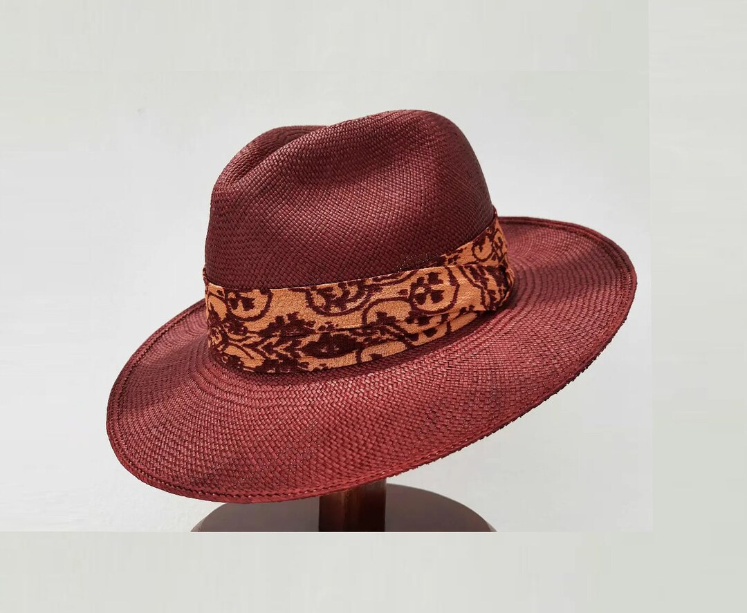 Genuine Panama Hat Ecuador clásico Dark Red Fino High Quality Hat Made ...