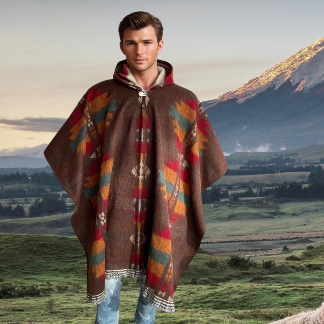 Alpaca Poncho With Hood Color Brown | Soft and Comfortable Wool ...