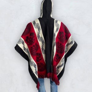 Alpaca Wool Poncho With Hood in Red | Santa Claus | Soft & Comfortable ...