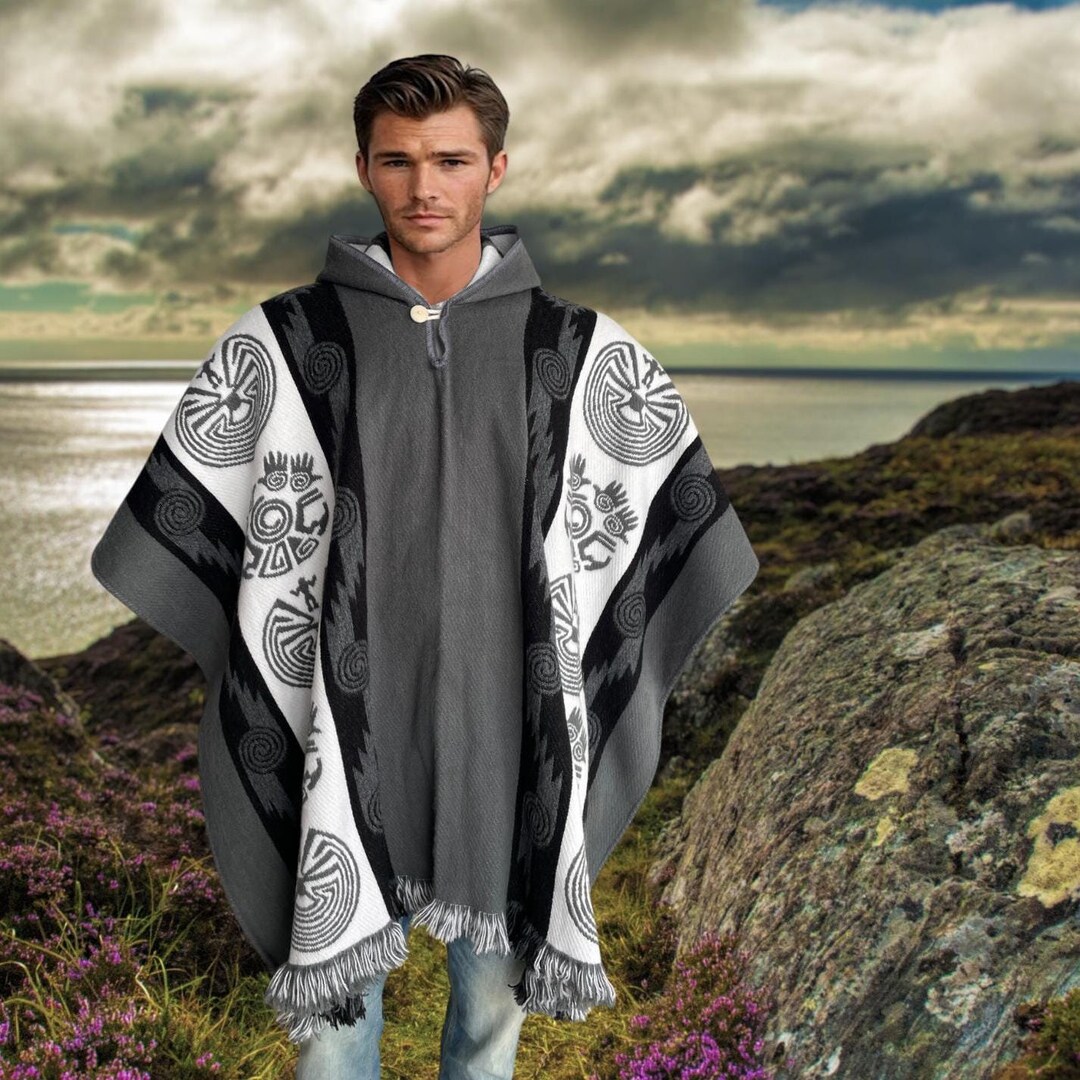 Alpaca Wool Poncho gray Wide Connection Handcrafted by Indigenous Hands ...