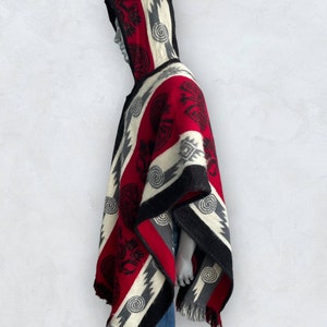 Alpaca Wool Poncho With Hood in Red | Santa Claus | Soft & Comfortable ...