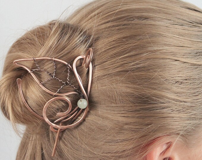 Unique Wire Leaf Hair Pin Copper Hair Clip With Wire Wrap - Etsy