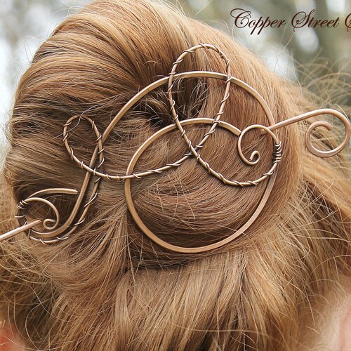 Large Hair Clips for Thick Hair Copper or Bronze Wire Wrapped | Etsy