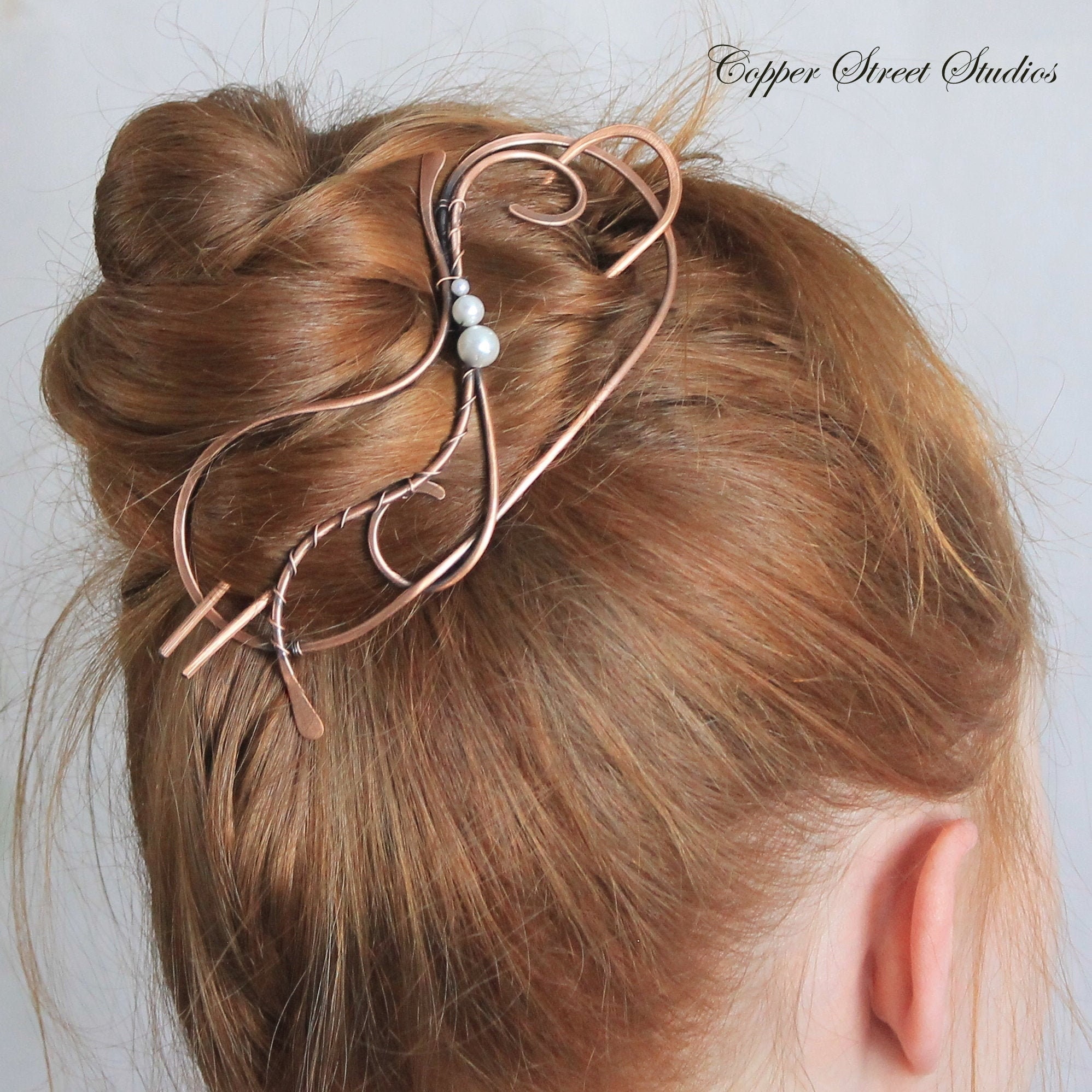 Very Large Hair Bun Holder for Thick Hair Hammered Copper - Etsy Canada