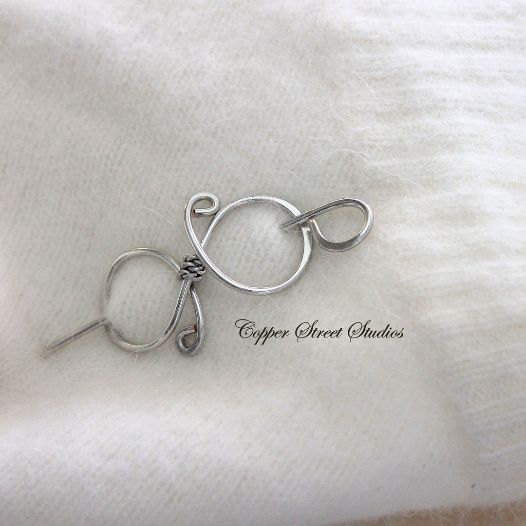 Silver Copper or Bronze Sweater Pin Silver Scarf Pin Simple - Etsy