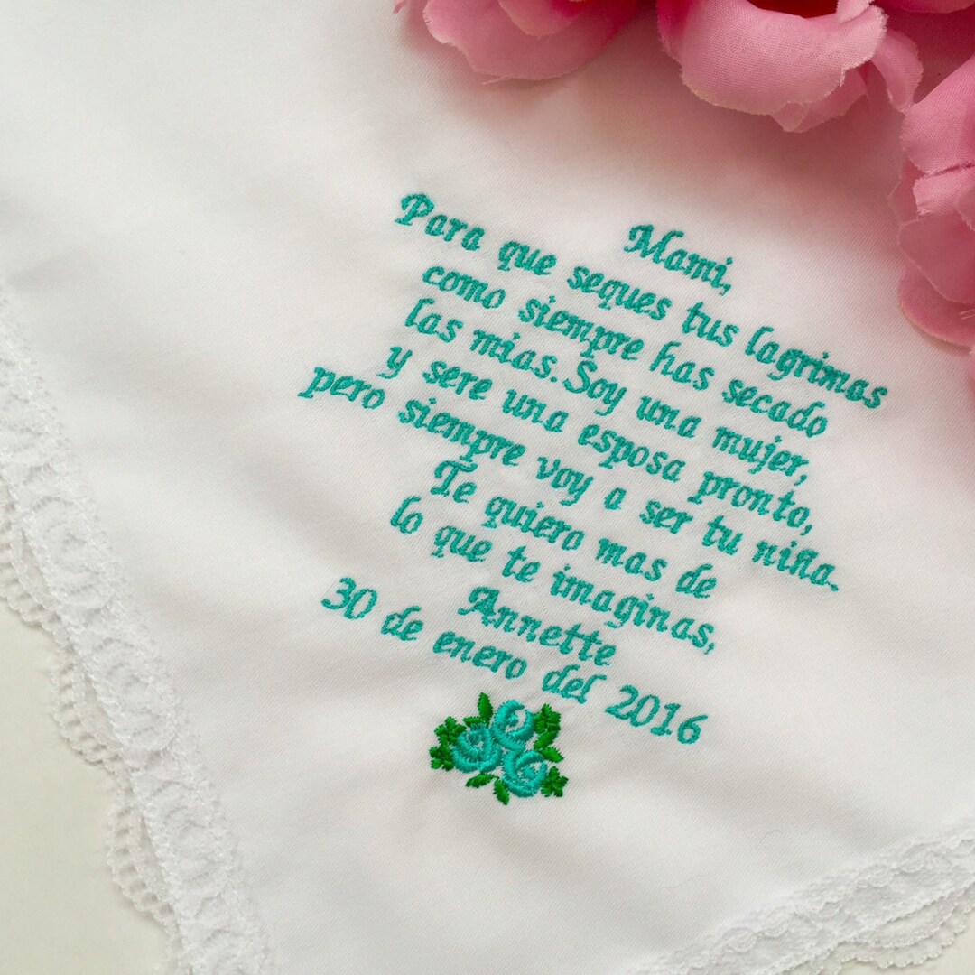 Spanish Version Wedding Handkerchief for Mom/embroidered Handkerchief ...