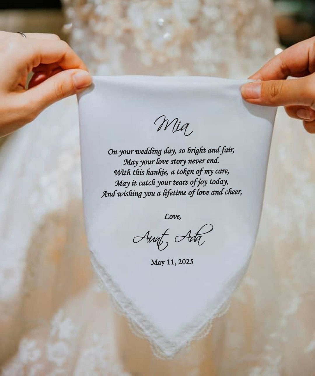 Personalized Wedding Handkerchief for Bride on Her Wedding Day – A ...