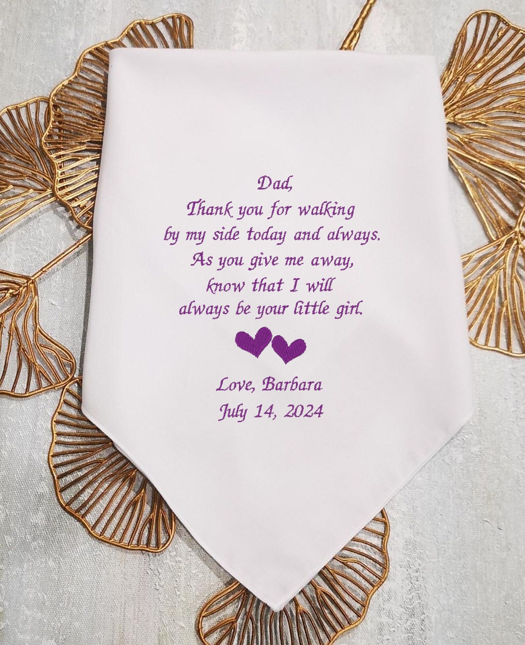 Dad Wedding Handkerchief Gift From Daughter, Embroidered Handkerchief ...