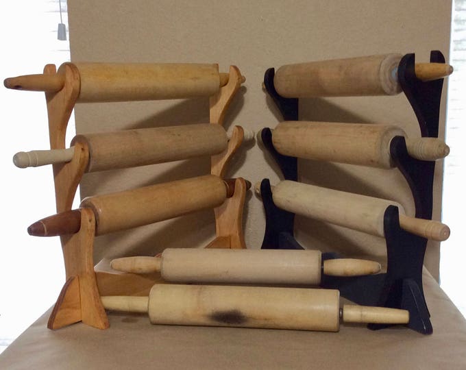 Handcrafted Wooden Rolling Pin Display Rack in Black or Wood Finish ...