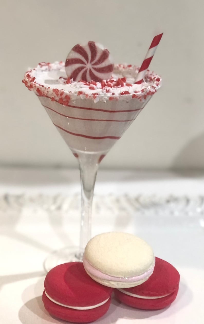 Fake Peppermint Martini/red and White Christmas Drink/bar - Etsy
