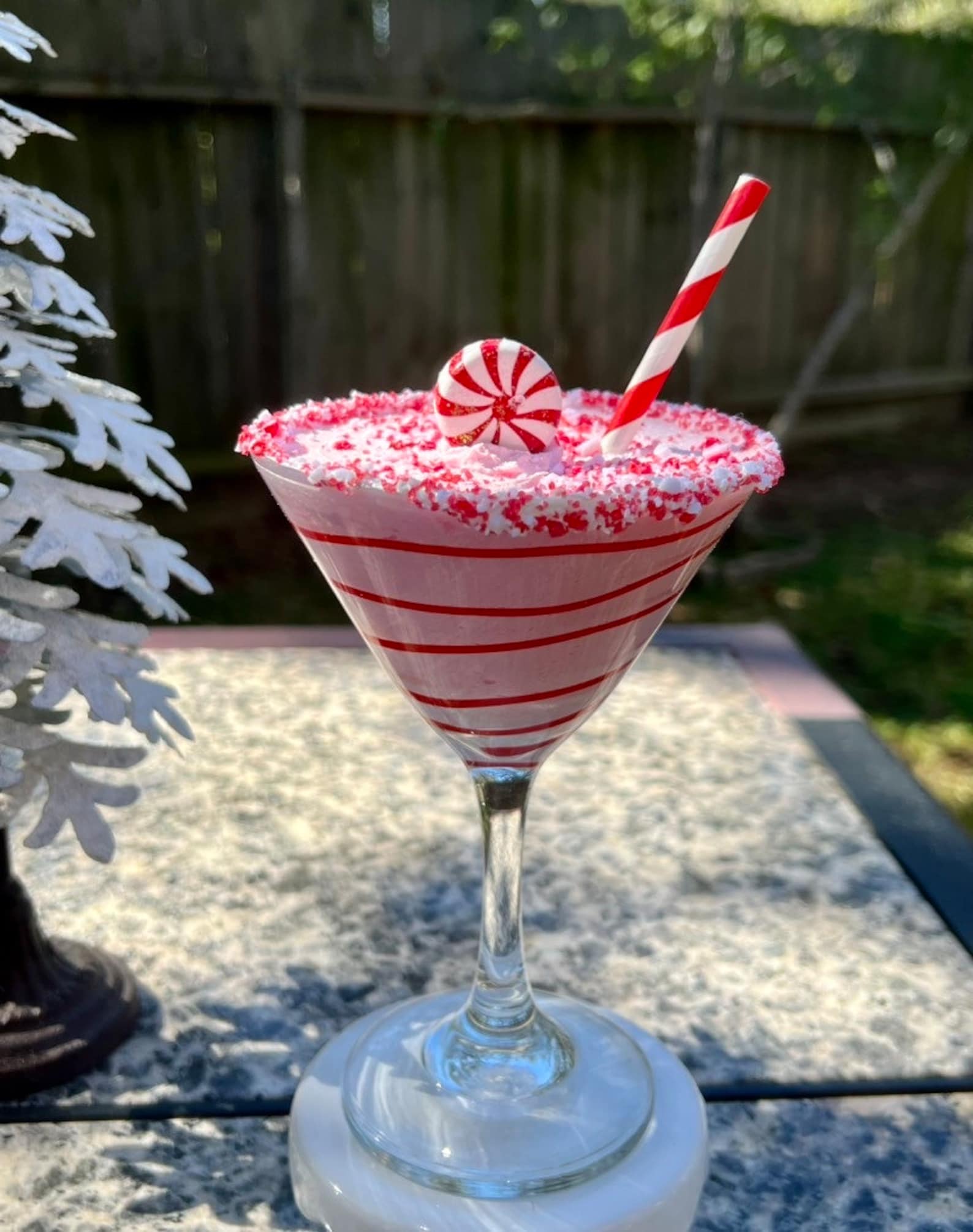 Fake Peppermint Martini/red and White Christmas Drink/bar - Etsy