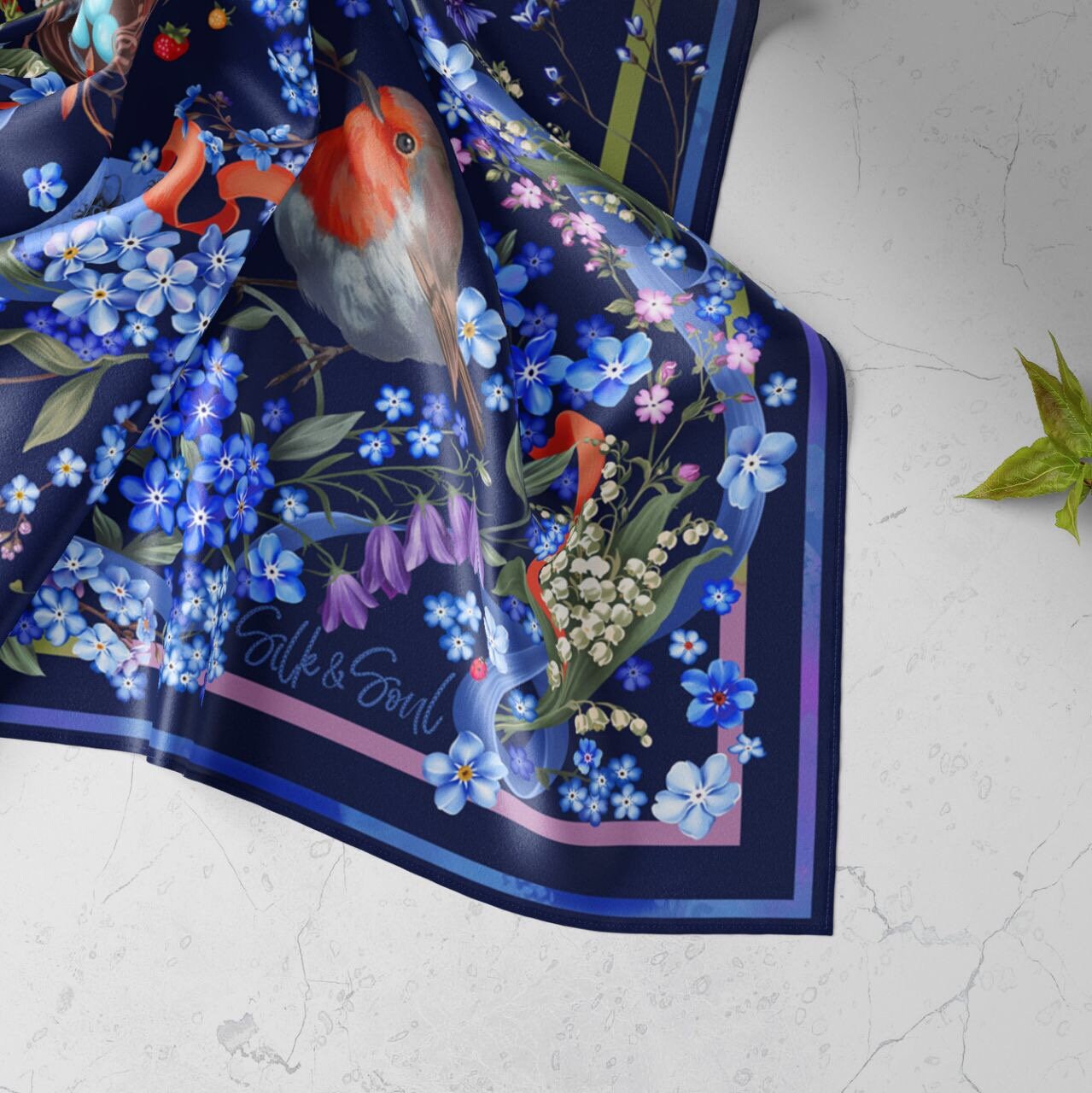 Silk Scarf something Blue Printed Scarf Gift for - Etsy