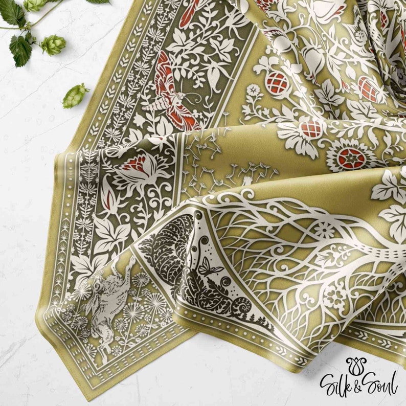 Silk Scarf tree of Life Printed Square Scarf in | Etsy