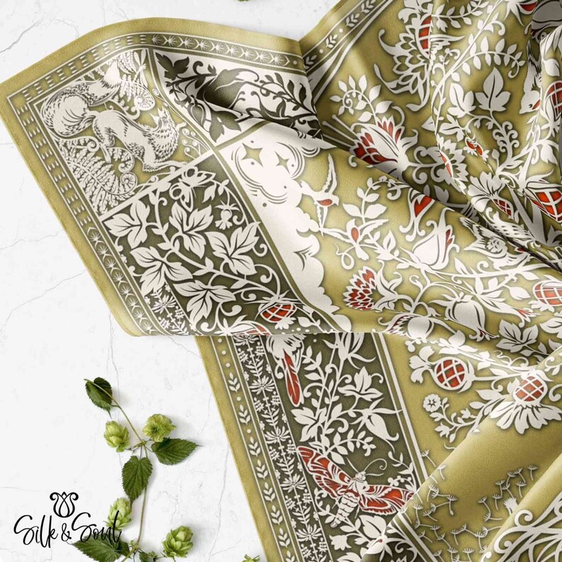 Silk Scarf tree of Life Printed Square Scarf in | Etsy