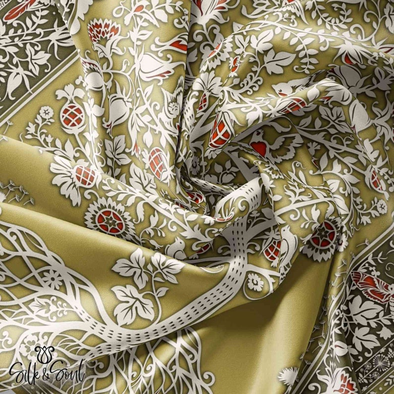 Silk Scarf tree of Life Printed Square Scarf in | Etsy