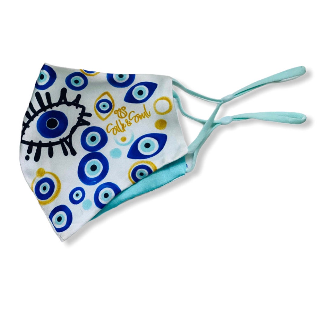 Evil Eye Face Mask, 16mm Tightly Woven 100% Silk, Reversible ...