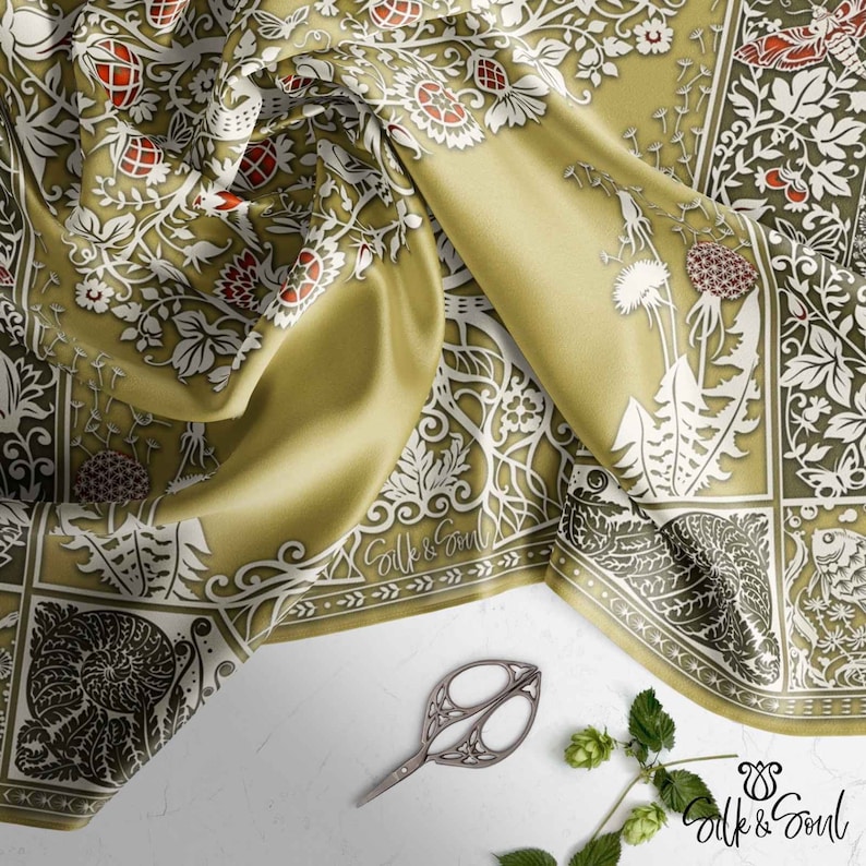 Silk Scarf tree of Life Printed Square Scarf in | Etsy